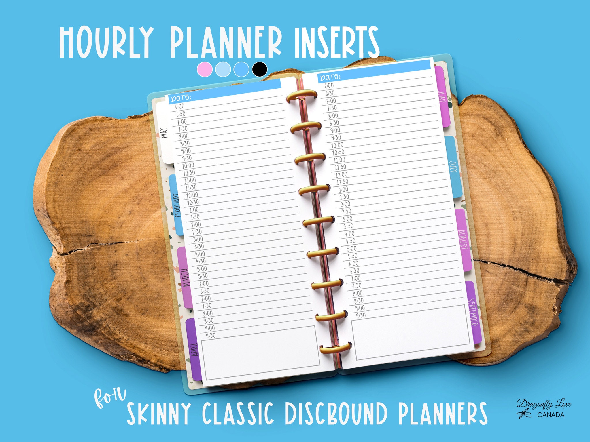 Hourly Planner Inserts for Skinny Classic Disc Bound Planners - Etsy