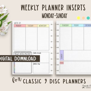 Monday-sunday Weekly Planner - Vertical Layout Agenda - Undated Refills ...