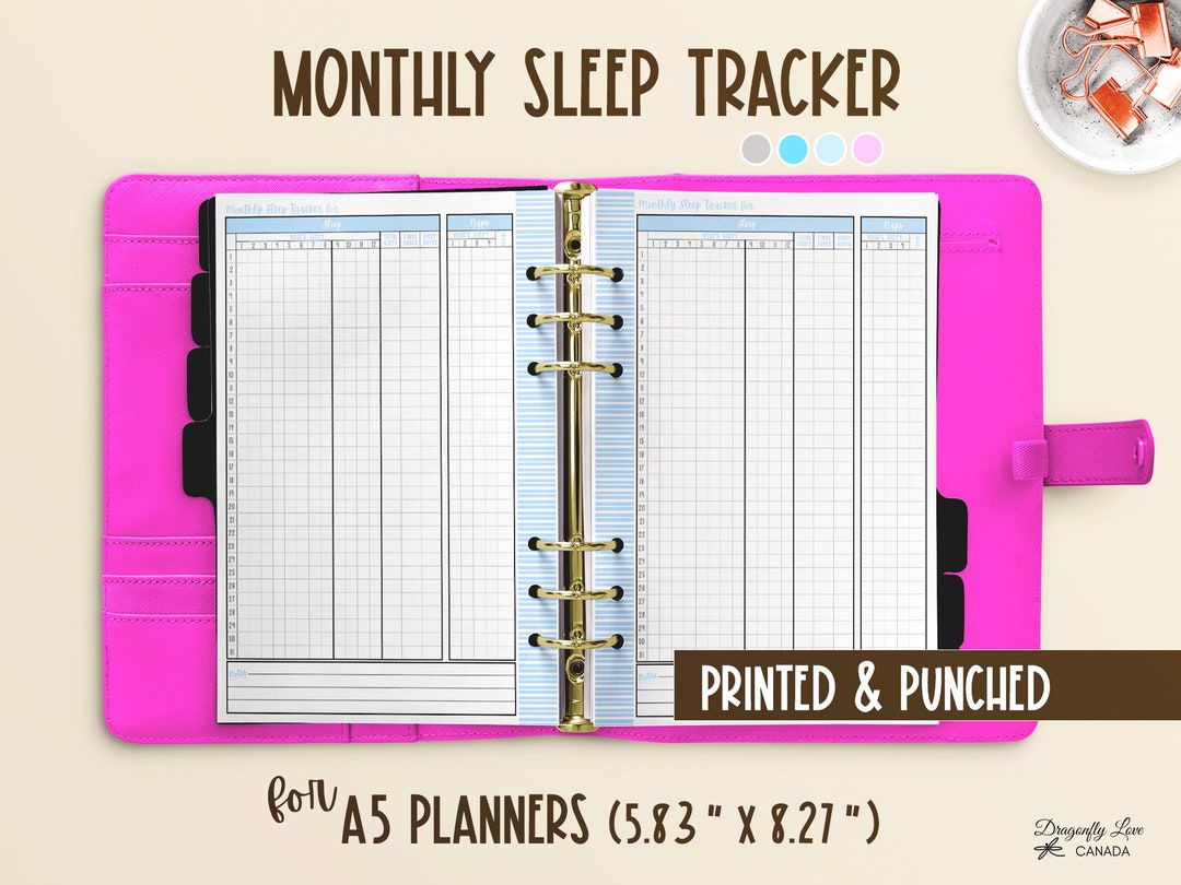 Sleep Tracker for A5 Planners Monthly Sleep Journal Sleep Disturbance ...