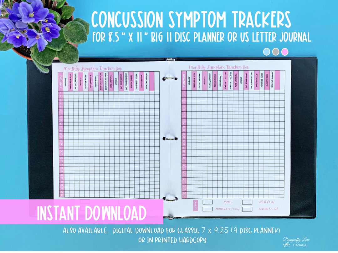 Concussion Symptom Tracker - Monthly Brain Injury Recovery Journal ...
