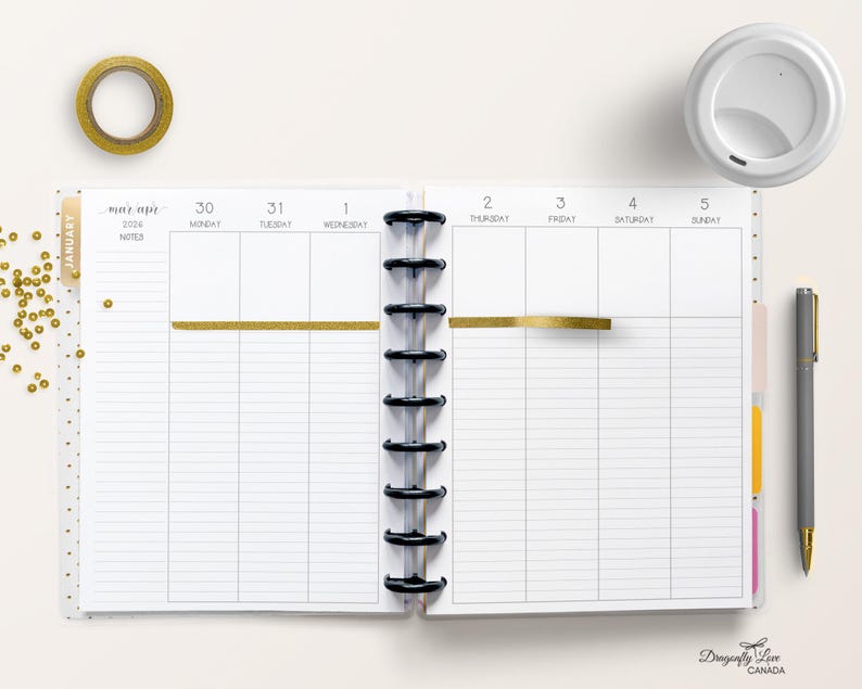 2026 Lined Vertical Planner Inserts - Monday - Sunday Dated Minimalist ...