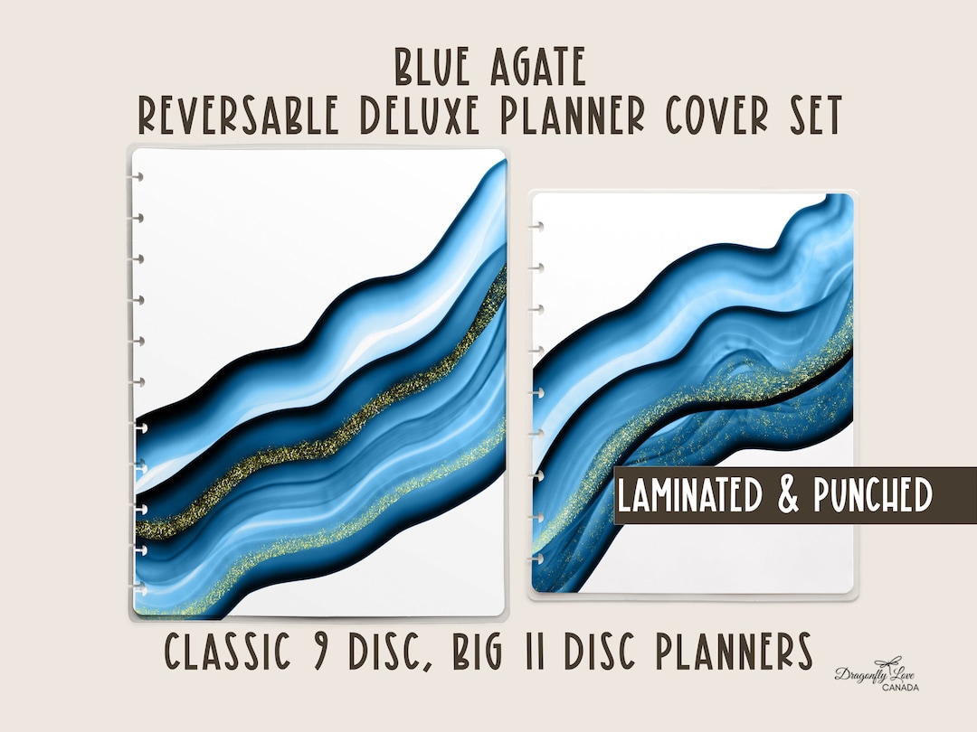Blue Agate Reversible Deluxe Planner Cover for Classic 9 Disc or Big 11 ...
