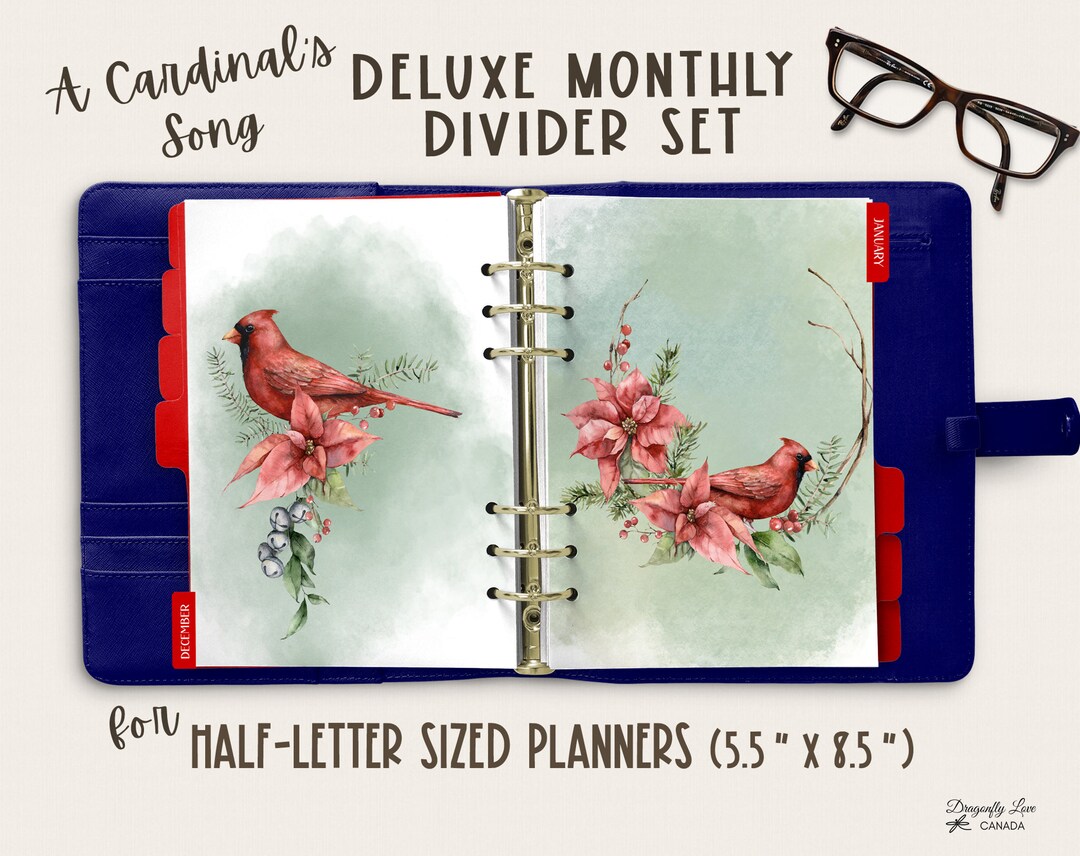 Monthly Cardinal Dividers for 5.5 X 8.5 Planners Monthly Dashboards for ...