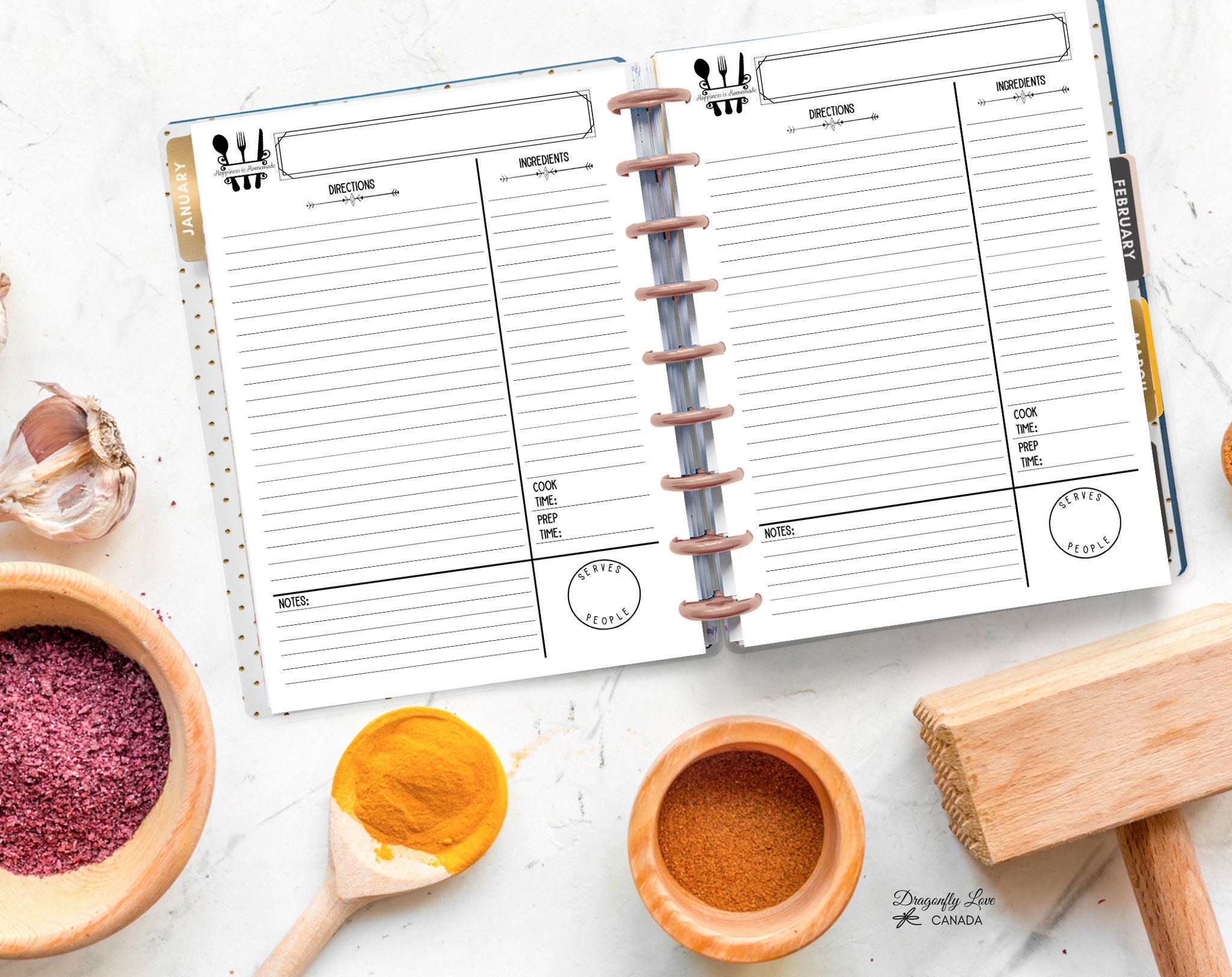 Recipe Planner Printable Minimalist Cookbook Inserts - Etsy