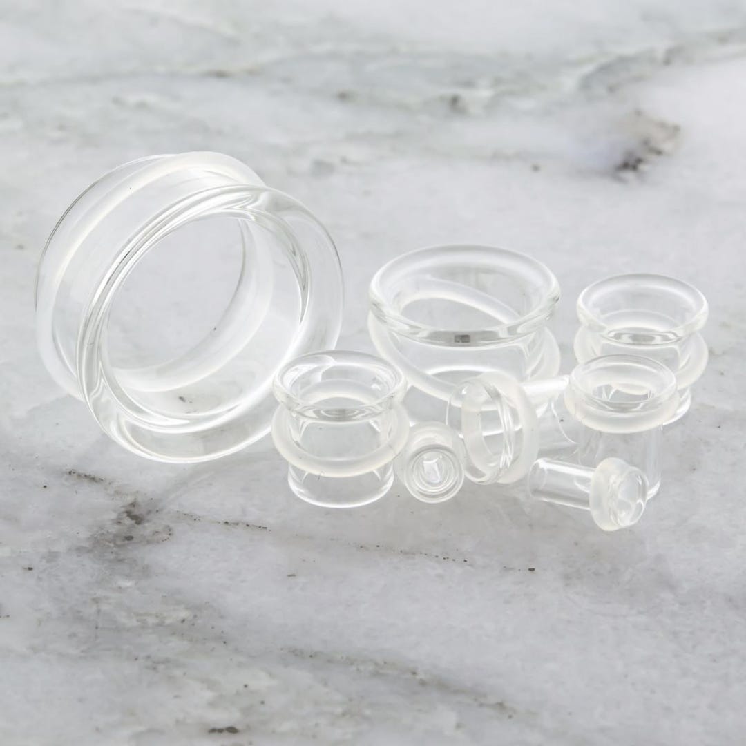 Pair Clear Single Flare Glass Tunnels - Etsy