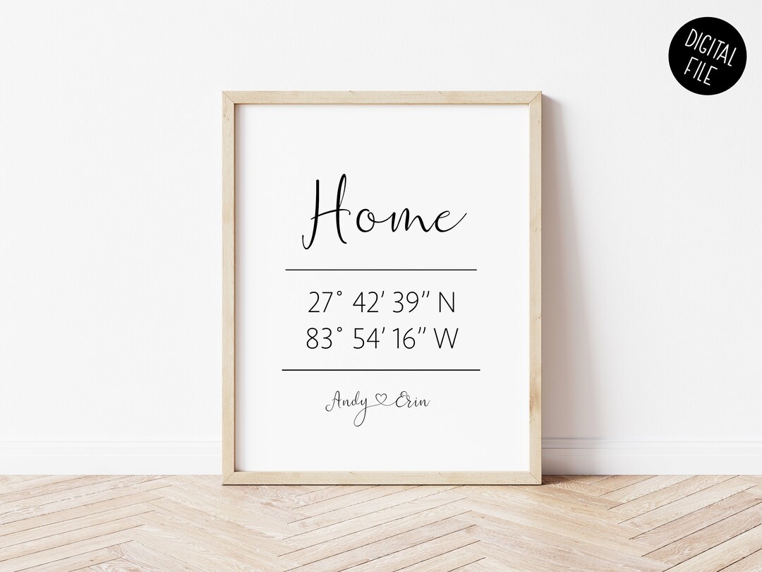 Custom Home Coordinates Print | Custom Latitude Longitude Sign ...