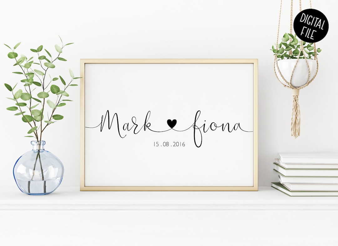 Personalised Couple Names Print | Custom Couples Gift | Custom Home ...