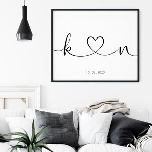 Custom Couple Initials Print | Personalised Couples Gifts | Custom Home ...