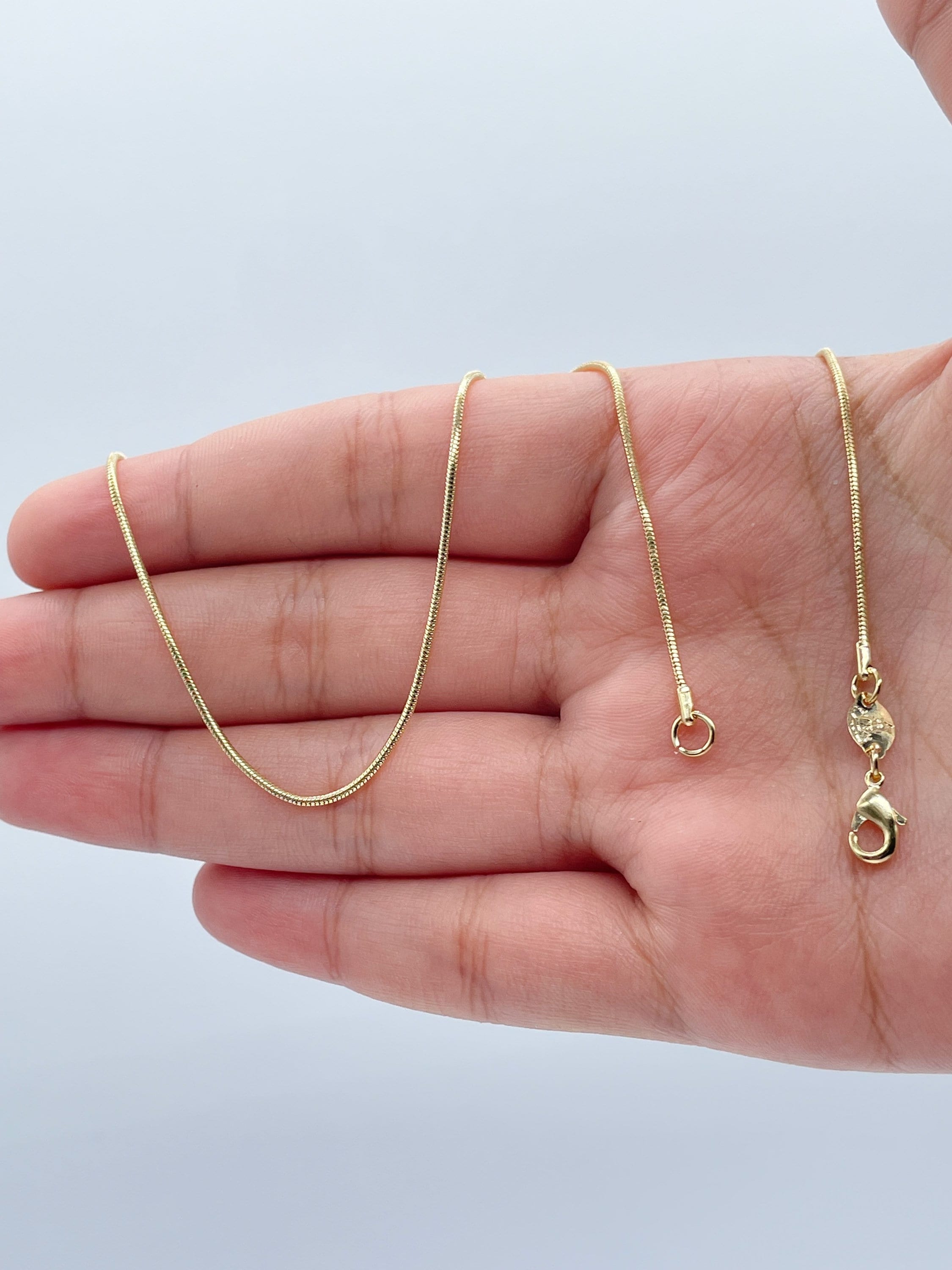 18k Gold Filled 1mm Round Snake Textured Chain Available in - Etsy