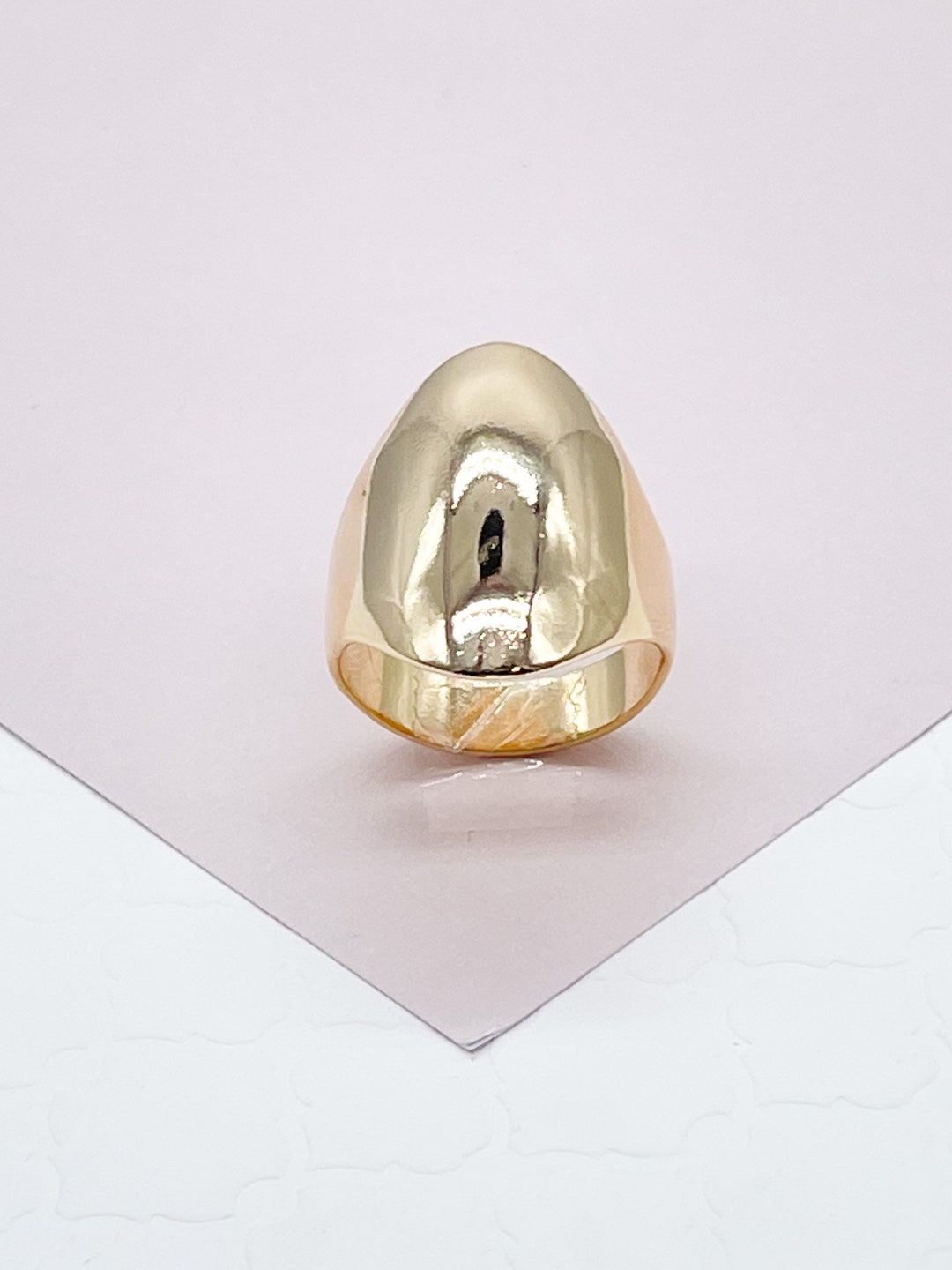 18k Gold Filled Chunky Plain Oval Band Ring - Etsy