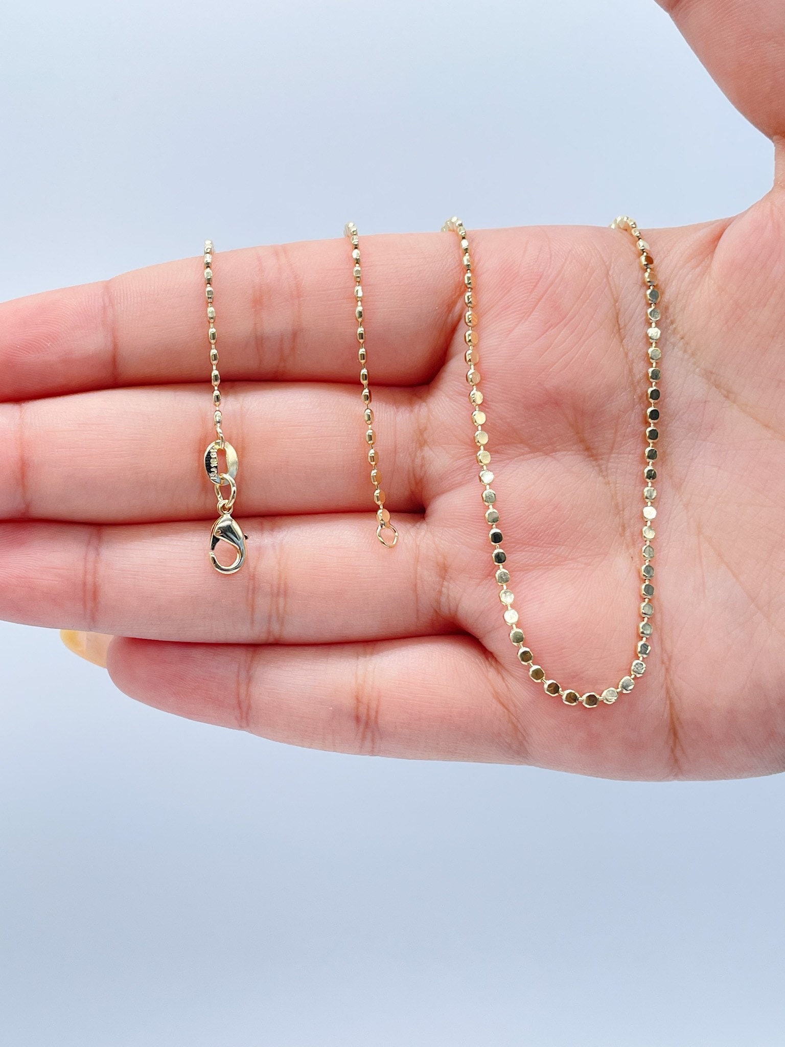 18k Gold Filled Flat Beaded Necklace - Etsy