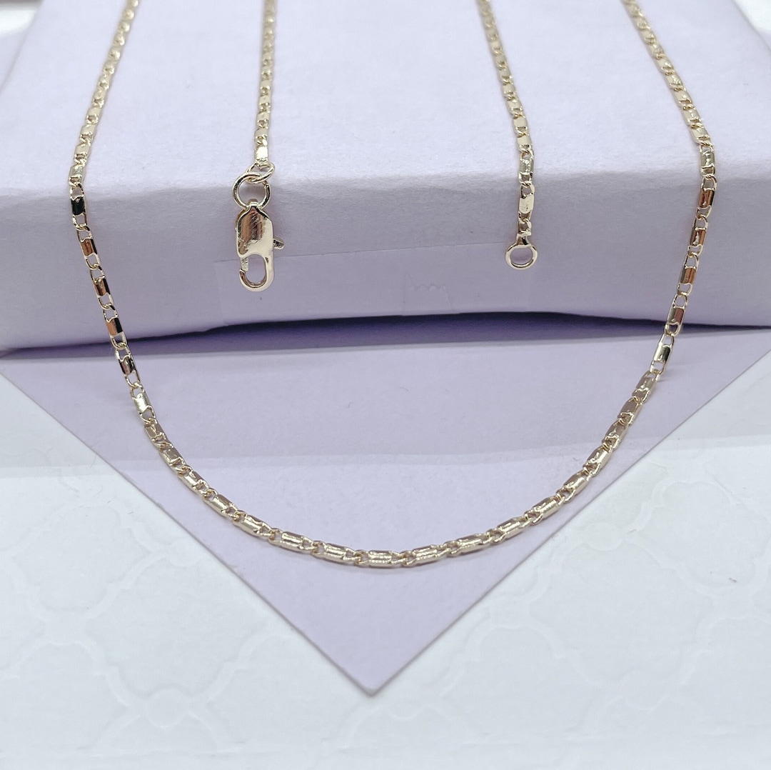 18k Gold Filled 18 Inch Smooth Long Bar Link Chain Necklace - Etsy