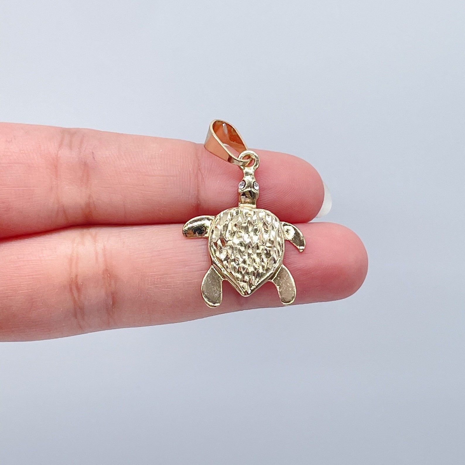 18k Gold Filled Turtle Charm With Zirconia Eyes (30mm) - Etsy