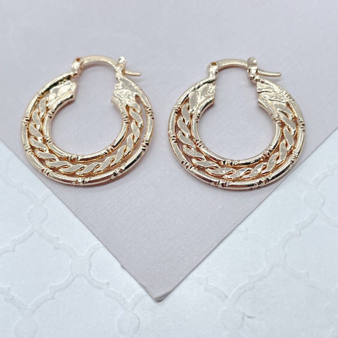 18k Gold Filled Thin Flat Hoops With Flat Link In-between - Etsy