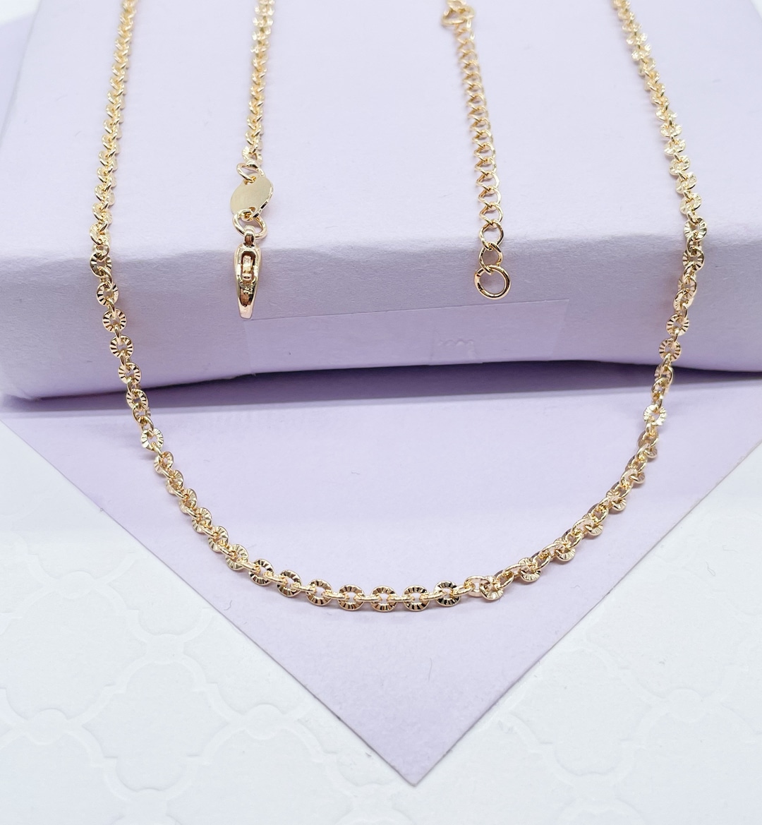 18k Gold Filled Thin Crushed Style Chunky Curb Layer Chain - Etsy