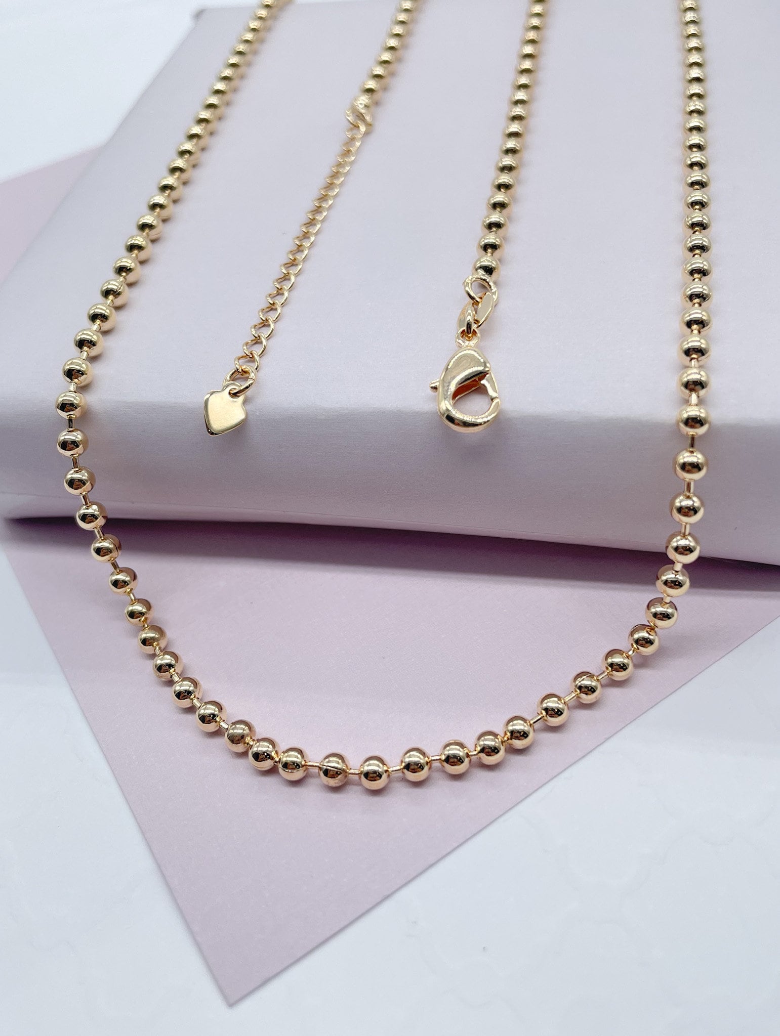 18k Gold Filled 3mm Gold Bead Chain Necklace Supplies - Etsy