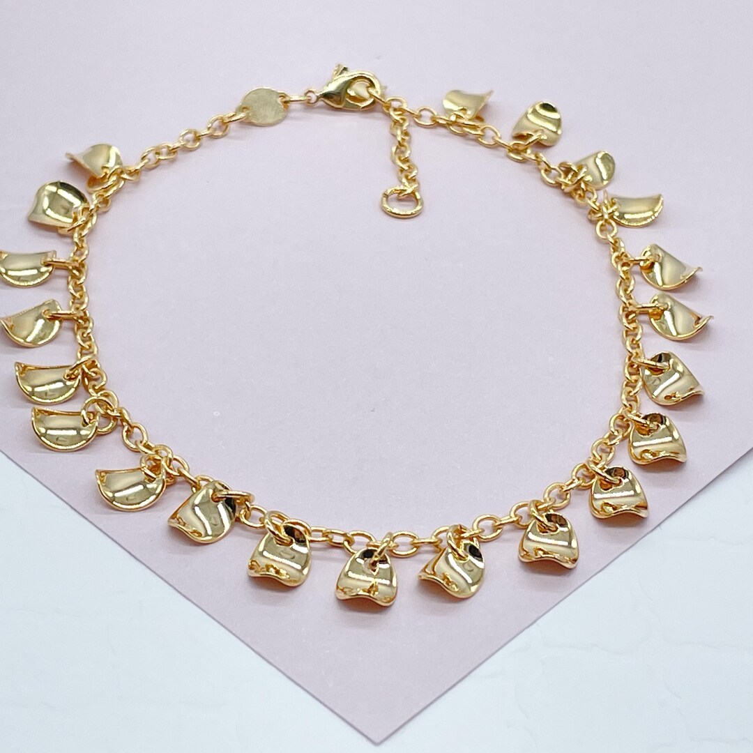 18k Gold Filled Anklet: Potato Chip Charm Dainty Jewelry - Etsy