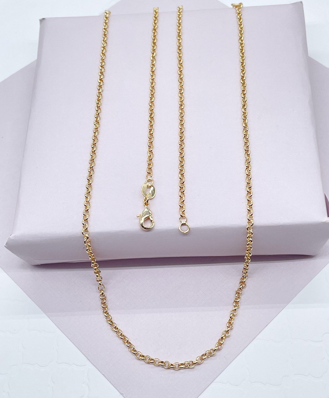 18k Gold Filled 2mm Cable Link Chain Dainty Necklace and Jewelry Making ...