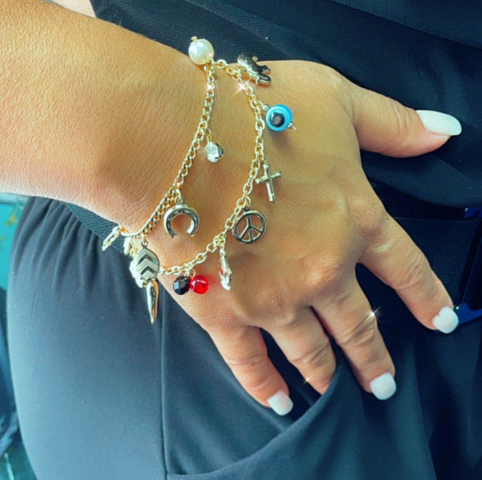 18k Gold Filled Luck Charms Bracelet Protection Good Luck - Etsy