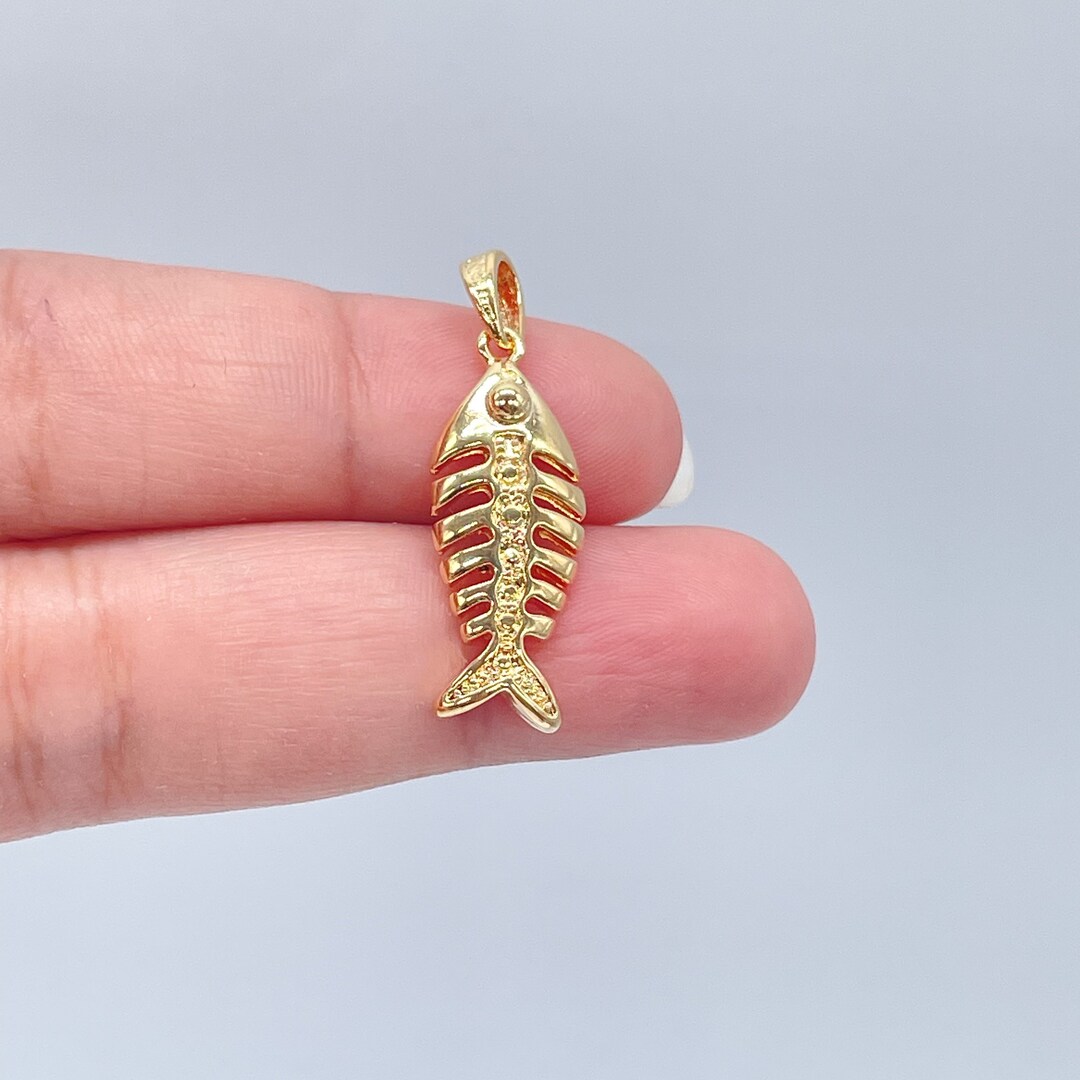 18k Gold Filled Fishbone Charm: Marine Life Pendant - Etsy