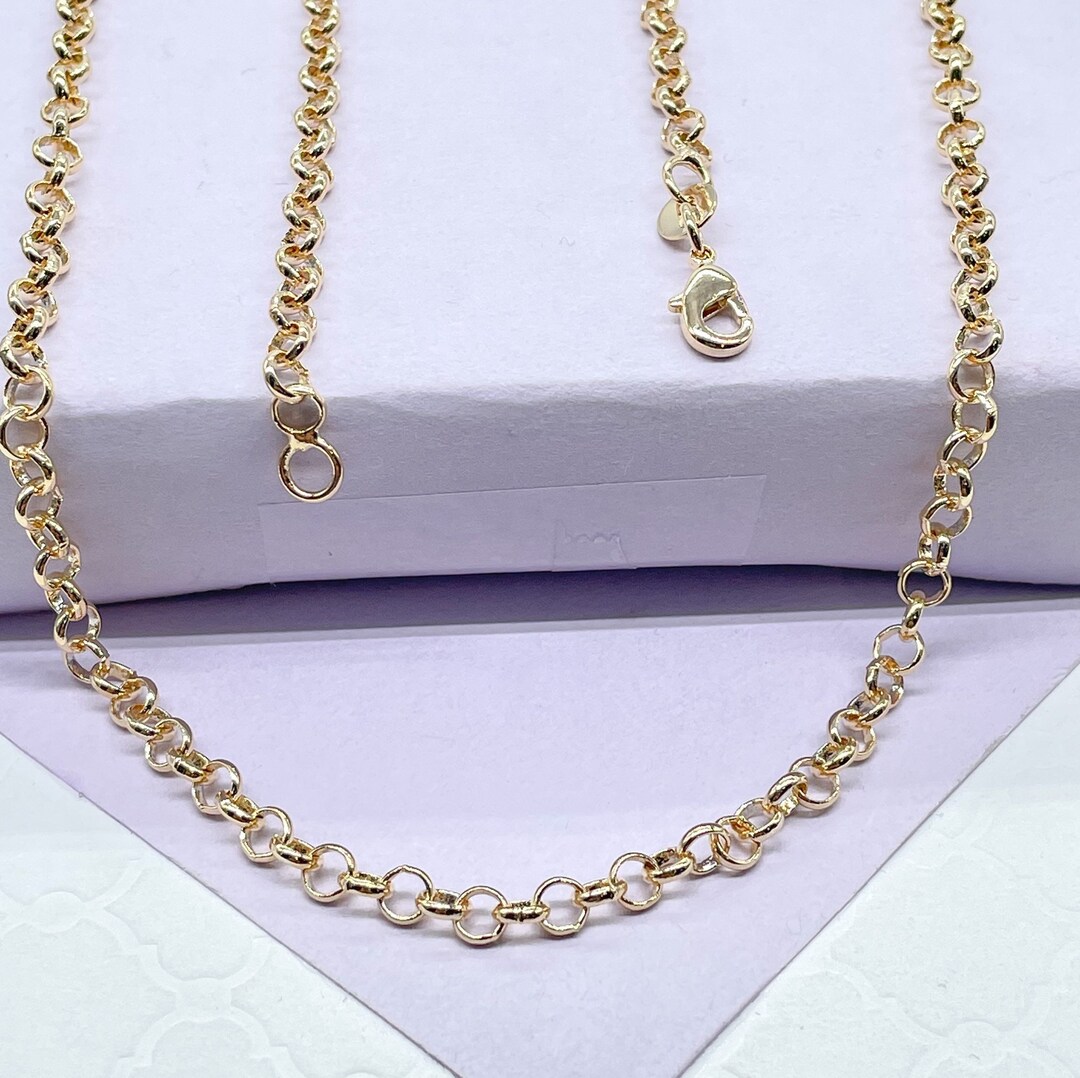 18k Gold Filled 4mm Rolo Chain, Dainty Chains, Plain Chain - Etsy
