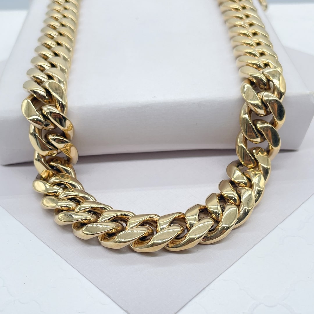 14k Gold Filled Thick 14mm Miami Cuban Link Chain, Cuban Necklace ...