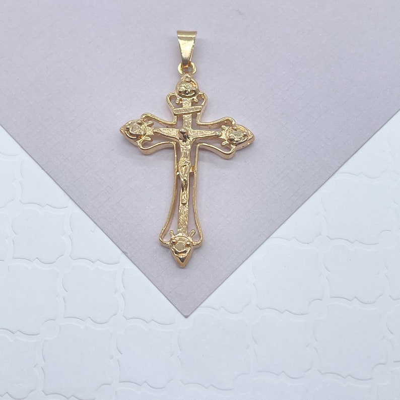 18k Gold Filled Crucifix Cross Pendant Charm: Religious Supplies - Etsy