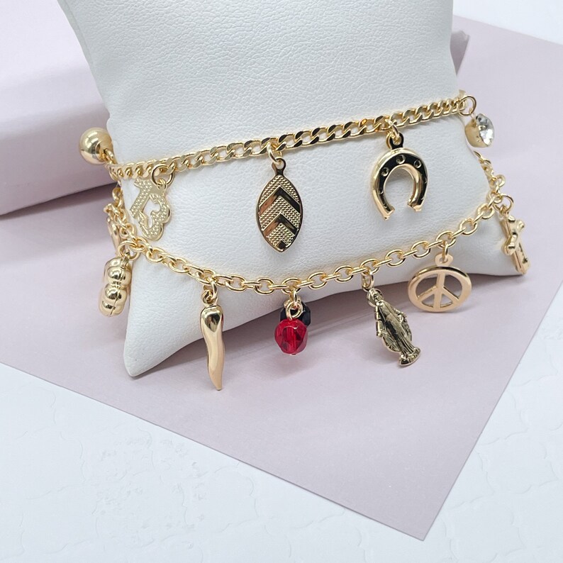 18k Gold Filled Luck Charms Bracelet Protection Good Luck - Etsy