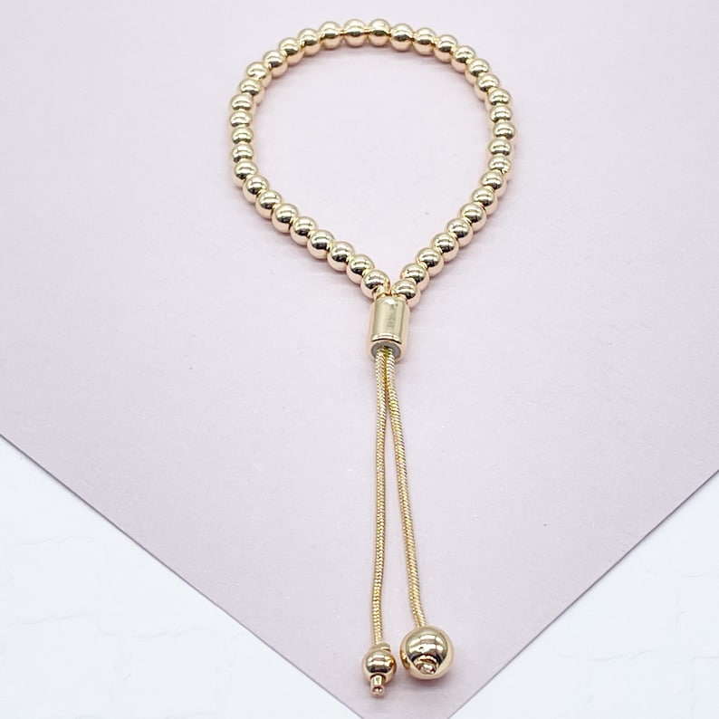 Gorgeous 18k Gold Filled Beaded Bracelet Featuring Slide Clasp - Etsy