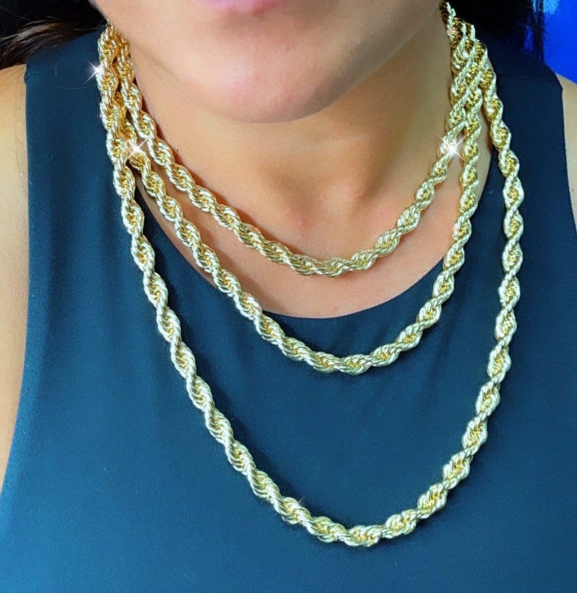 18k Gold Filled Thick Rope Chain 7mm Width Available in - Etsy