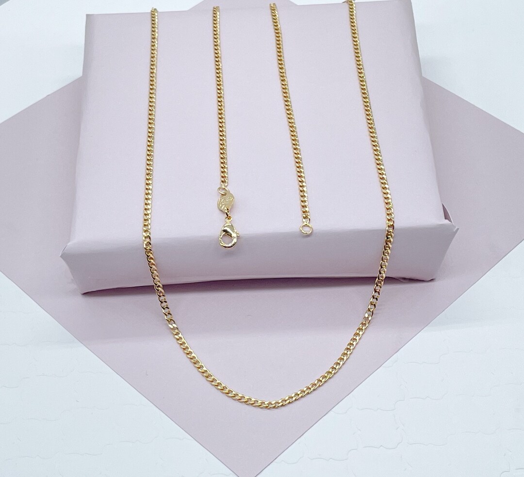 18k Gold Filled Thin Cuban Link Chain 2.4mm Dainty Jewelry Making ...
