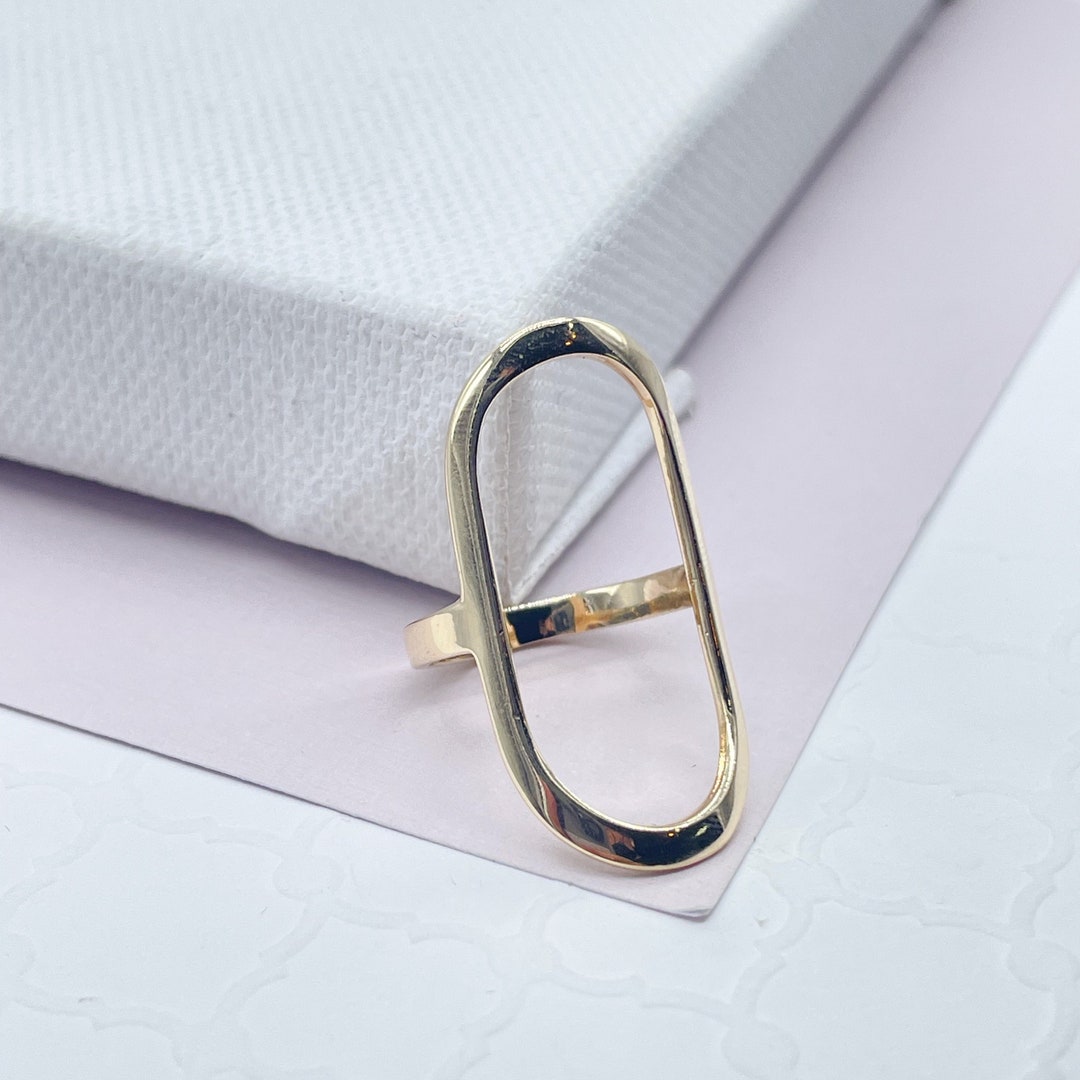 18k Gold Filled See Through Ring: Long Oval Rectangle - Etsy