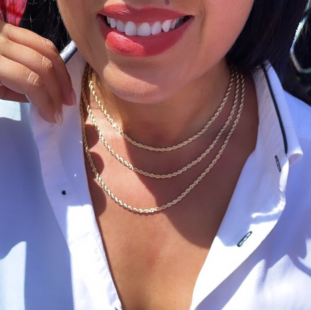 18k Gold Filled Rope Chain 3mm Necklace - Etsy