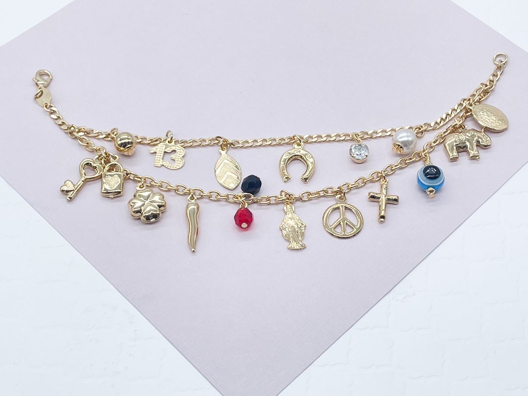18k Gold Filled Luck Charms Bracelet Protection, Good Luck, Money ...