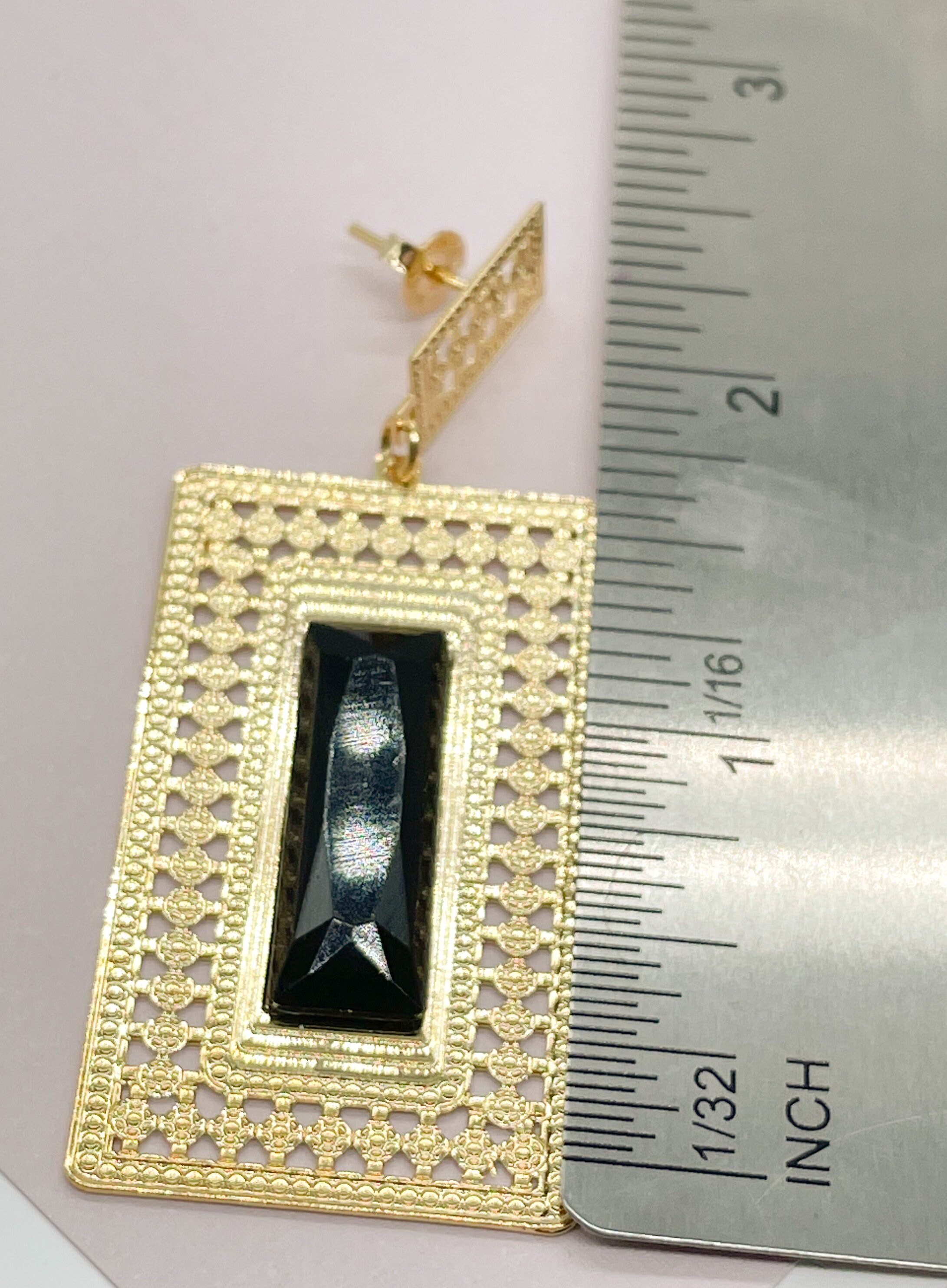 18k Gold Filled Square Dangling Earrings Geometric Featuring - Etsy