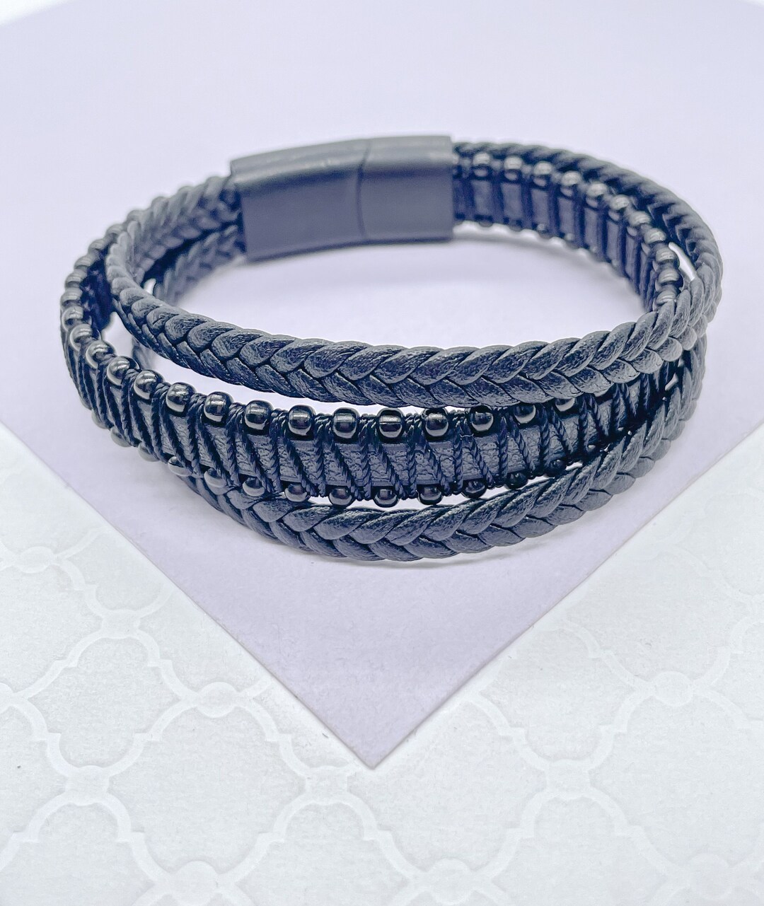 Uni Sex Leather Cuff Bracelet Available In 3 Styles Leather Wristband