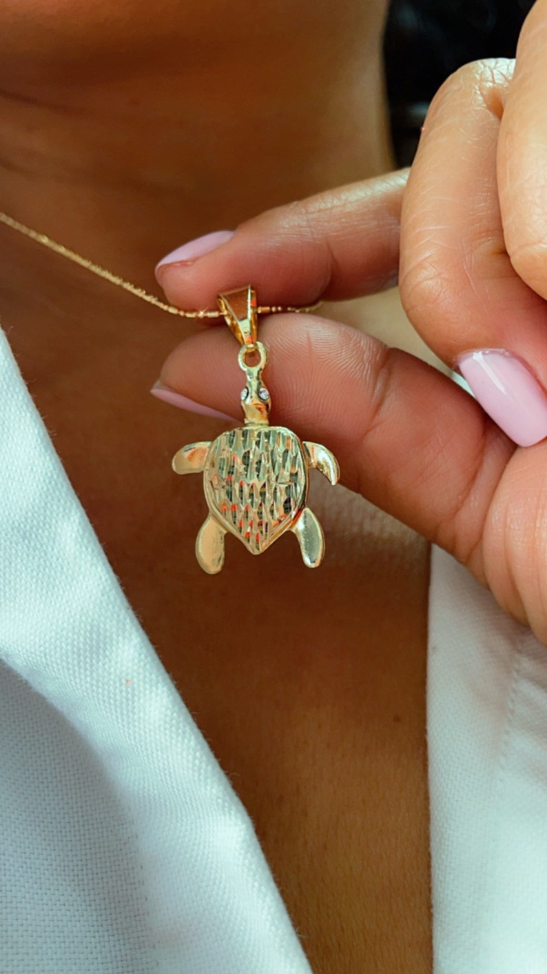 18k Gold Filled Turtle Charm With Zirconia Eyes (30mm) - Etsy