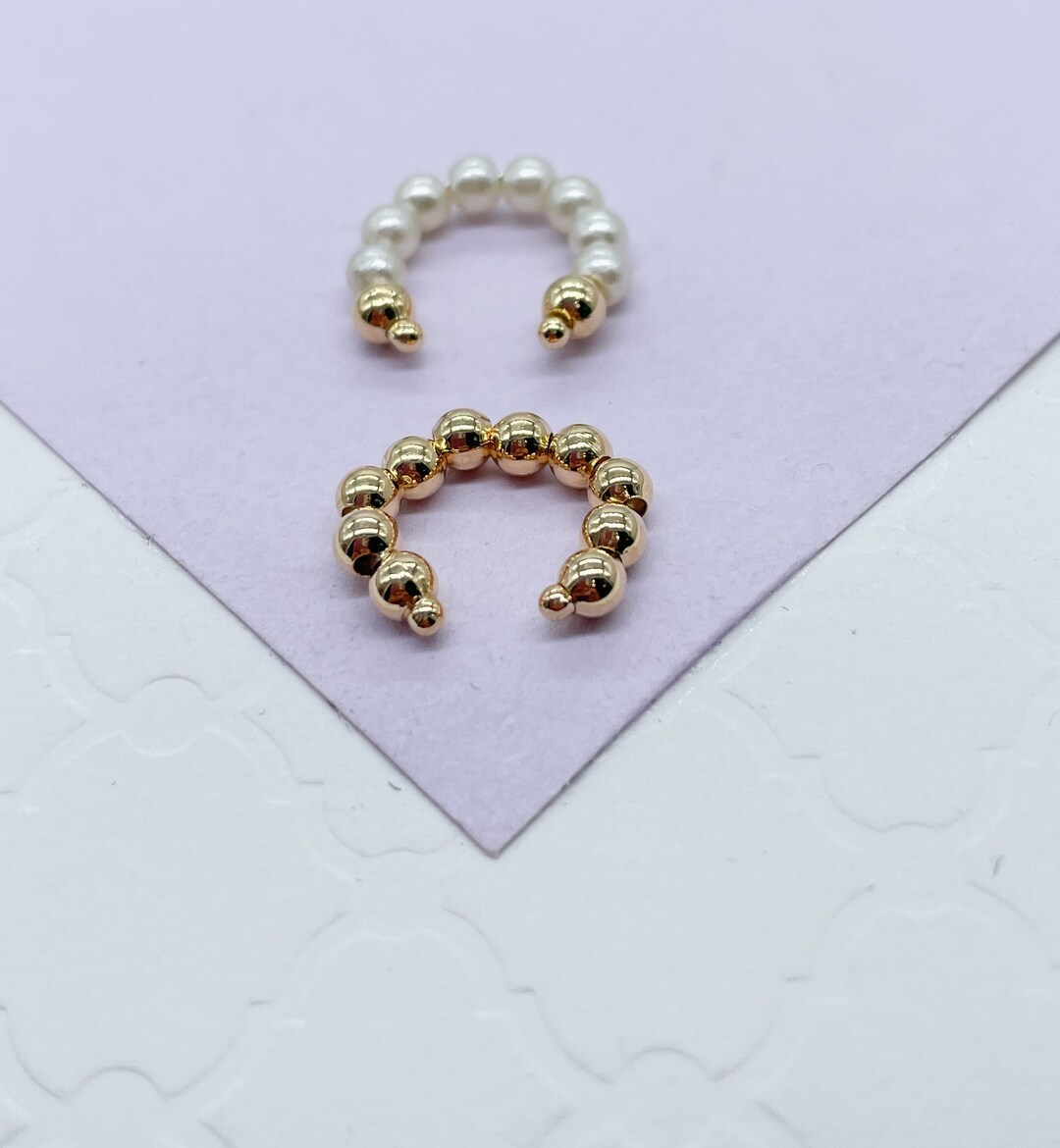 18k Gold Filled Beaded Ear Cuffs in Pearl Gold Bead Styles - Etsy