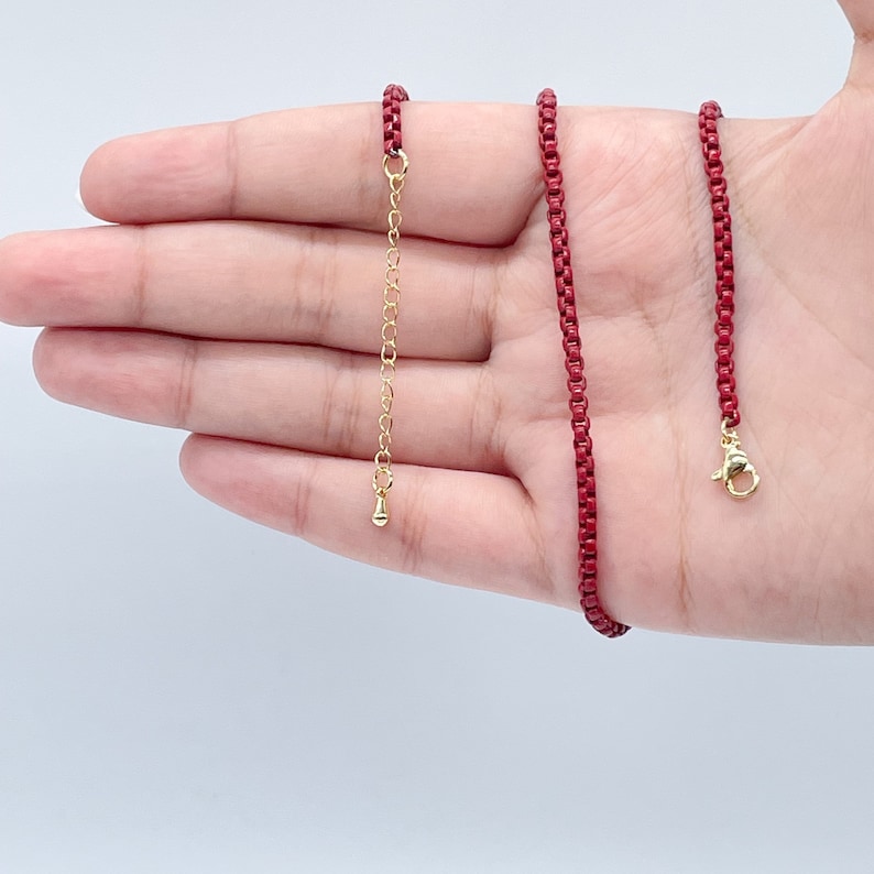 18k Gold Filled 3mm Colorful Enamel Box Chain Multicolor - Etsy