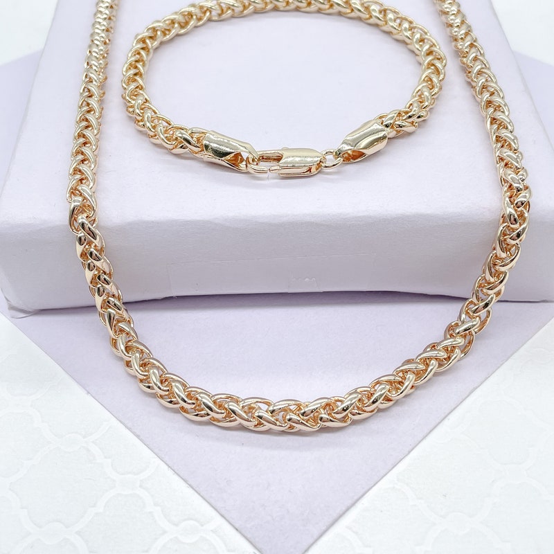 Solid Gold Wheat Chain - Etsy