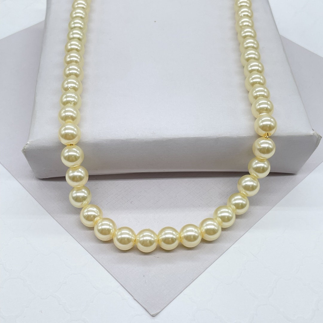 18k Gold Filled 8mm Beaded Cream Colored Pearl Set - Etsy