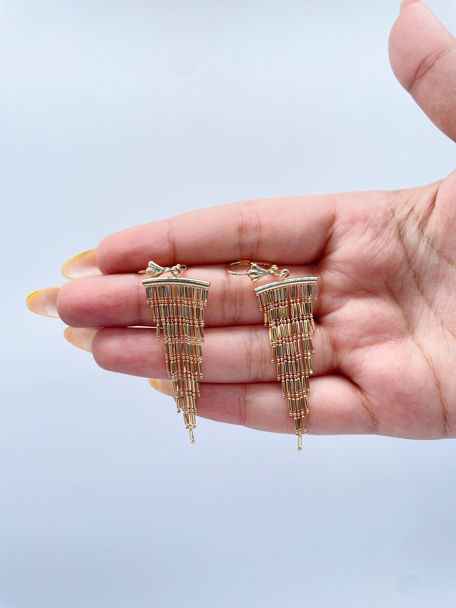 18k Gold Filled Triangle Shape Shower Drop Earrings - Etsy