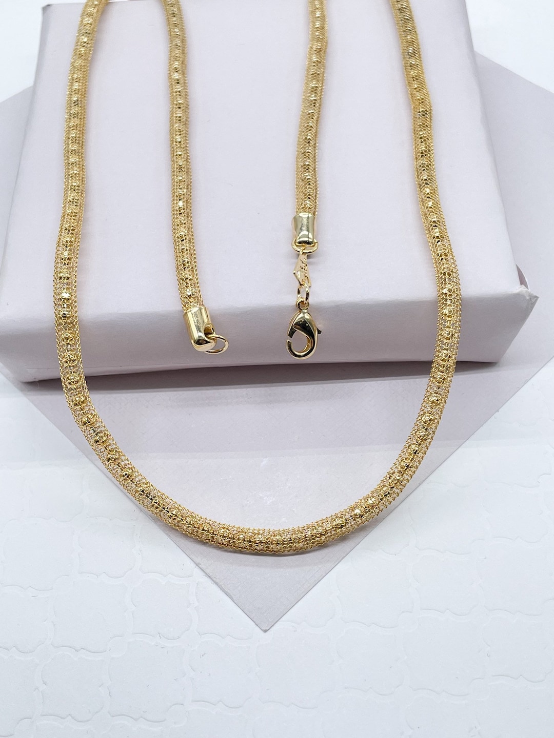 4mm 18k Gold Filled Mesh Shiny Tube Necklace Making - Etsy