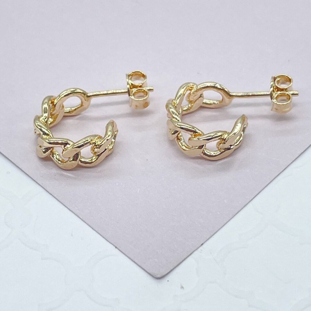 Dainty 18k Gold Filled Push Back Lose Link Baby C Hoop Earrings - Etsy