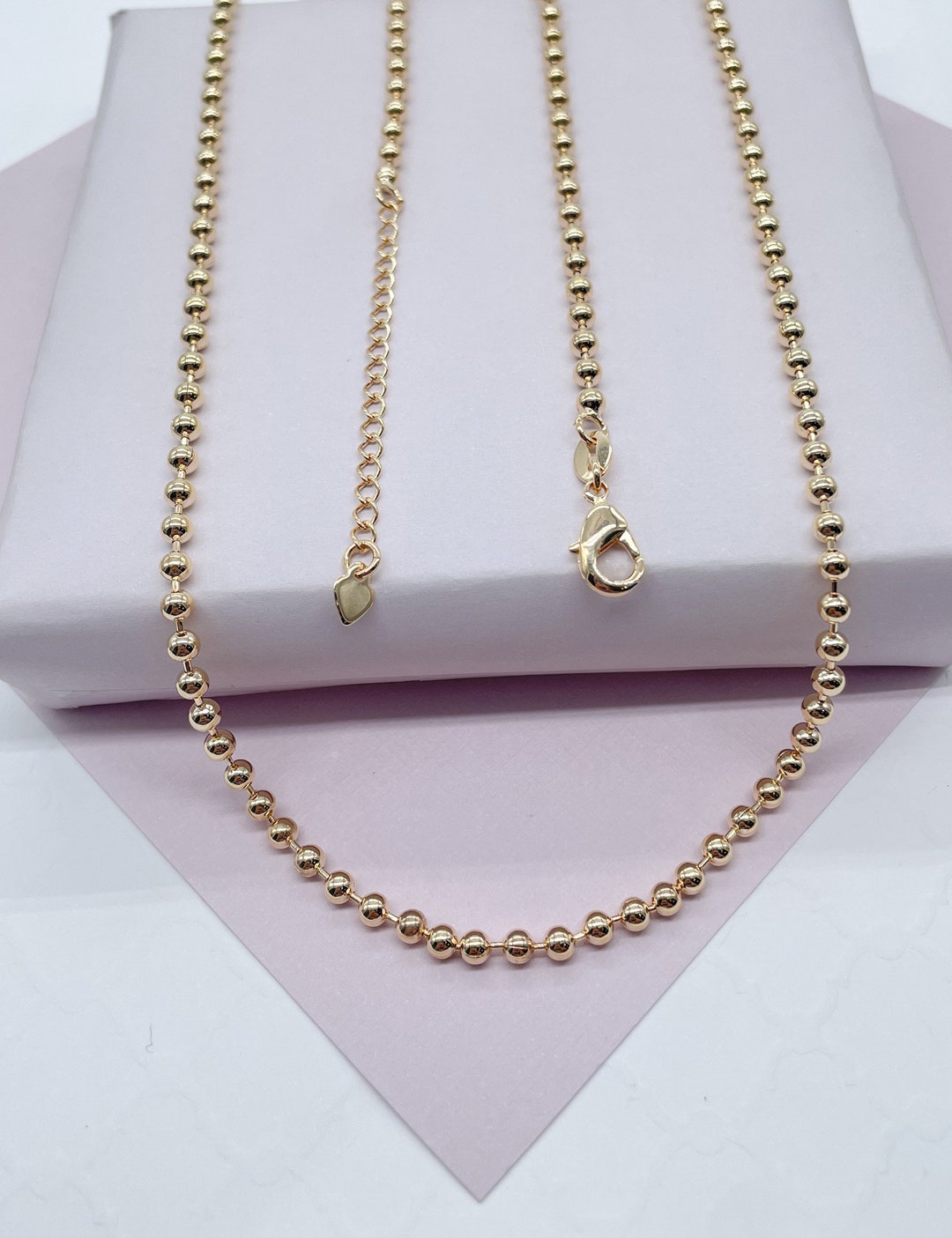 18k Gold Filled 3mm Gold Bead Chain Necklace Supplies Designers - Etsy