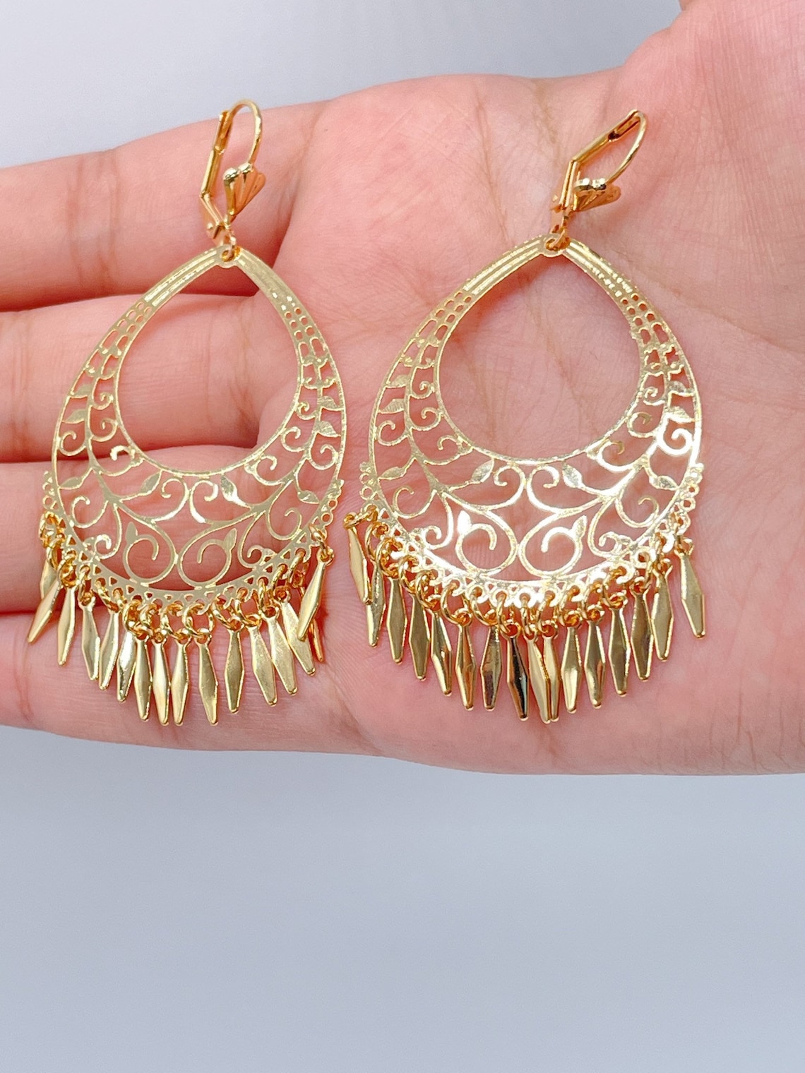 Very Light 18k Gold Filled Light Chandelier Dangling Earrings - Etsy