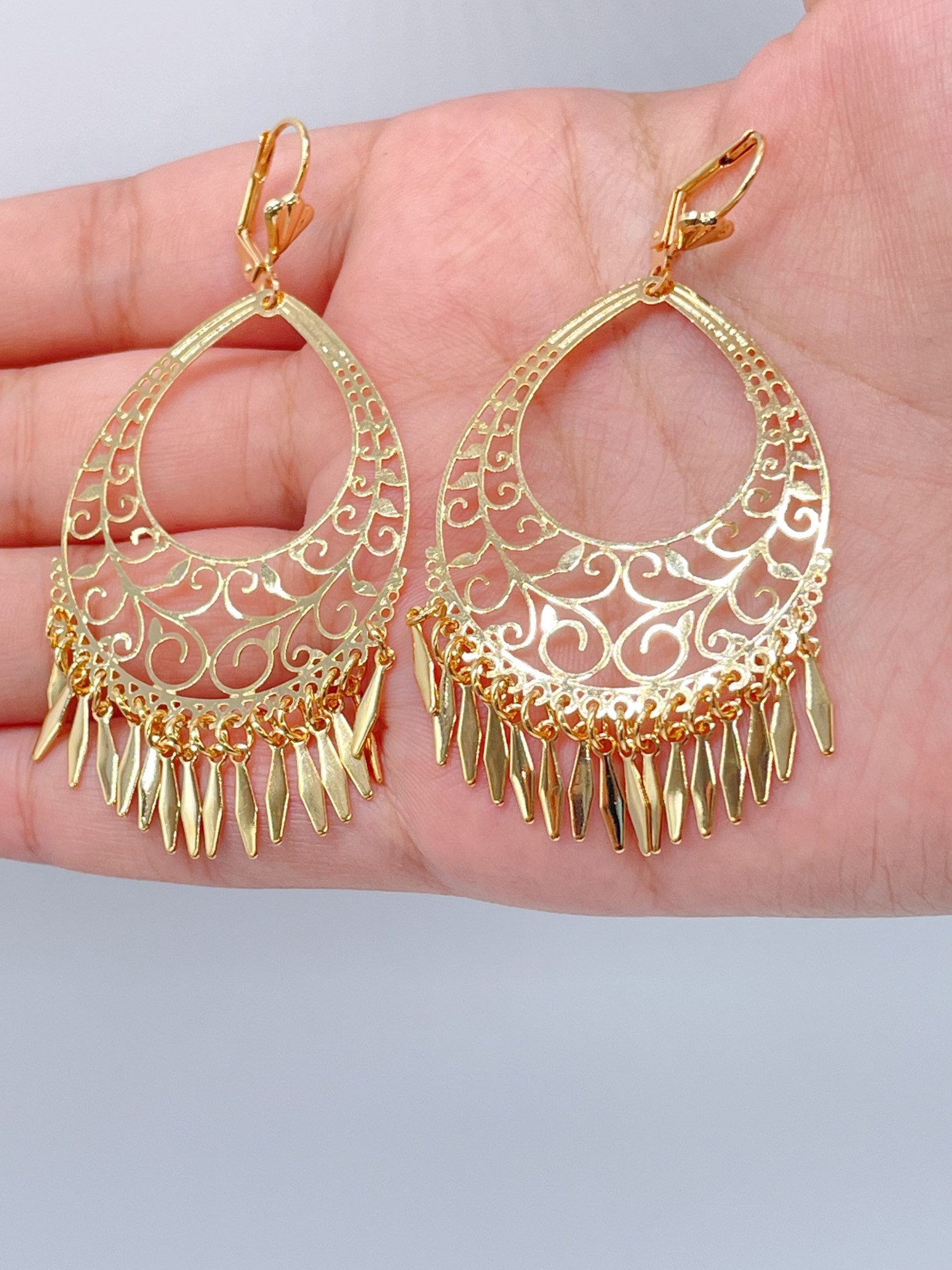 Very Light 18k Gold Filled Light Chandelier Dangling Earrings Featuring ...