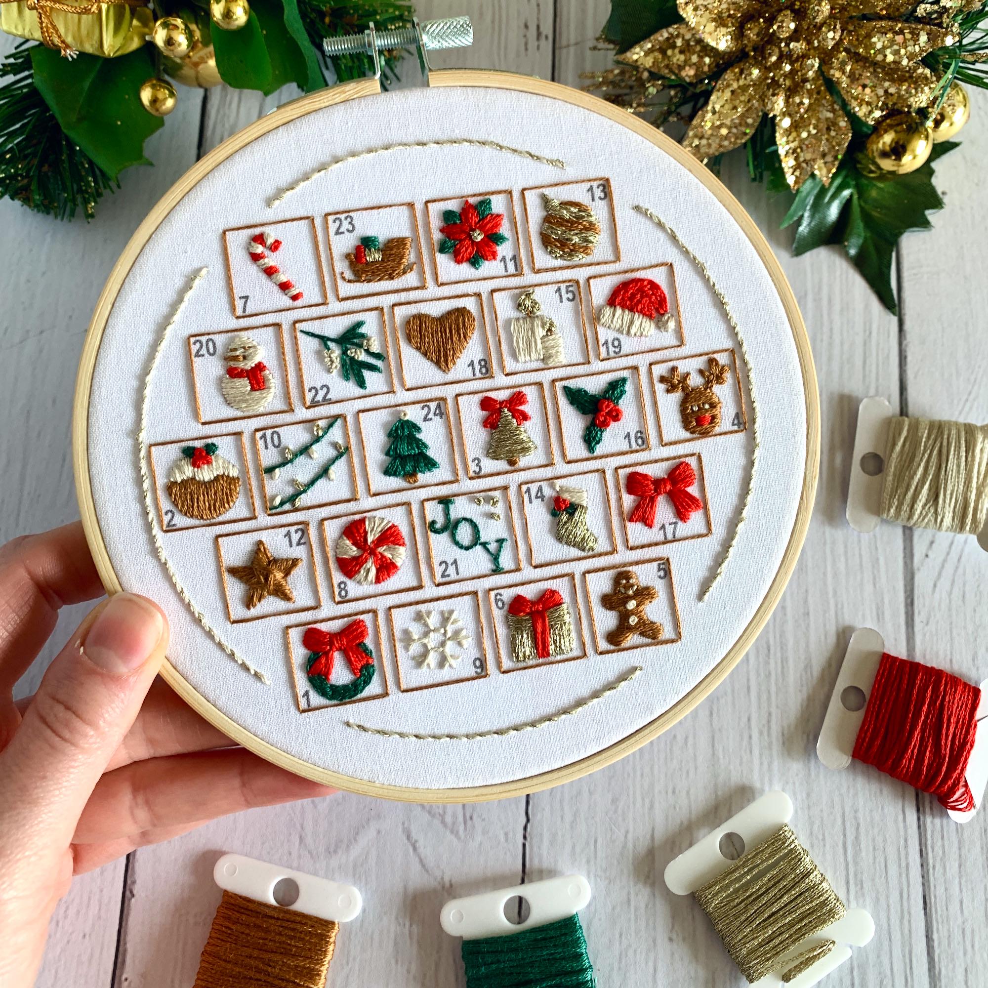 Christmas Advent Calendar Embroidery Pattern PDF – Beginner DIY Hand ...