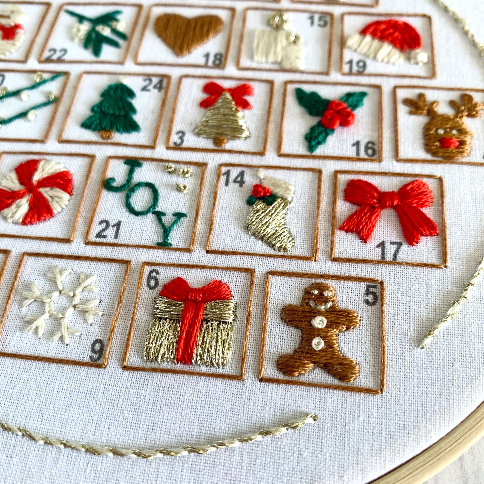 Christmas Advent Calendar Embroidery Pattern PDF – Beginner DIY Hand ...