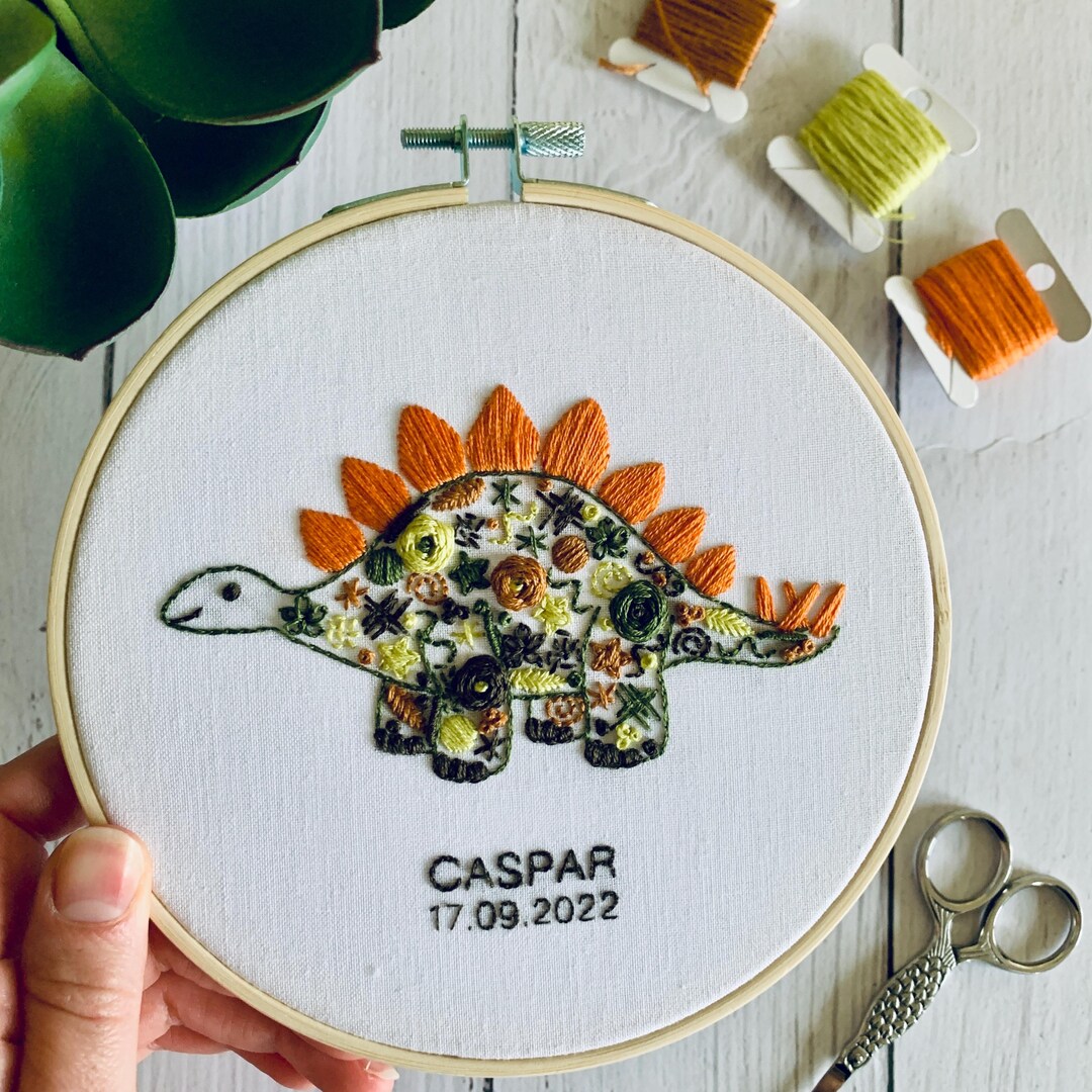 Personalised Dinosaur Embroidery Pattern. PDF Download With ...